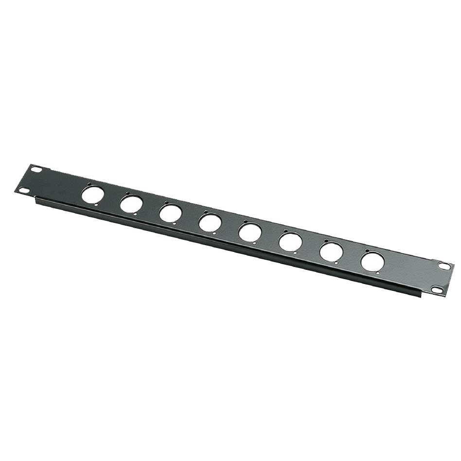 Front XLR rack panel, 1U, 8 holes, Black - Euromet