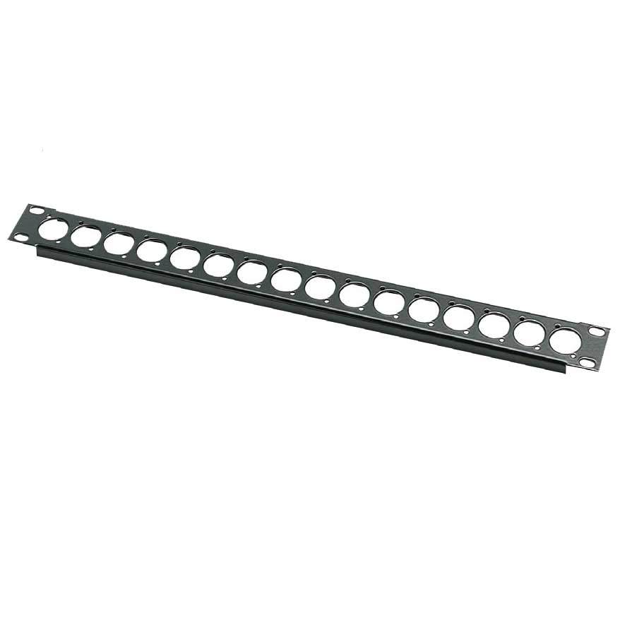Front XLR rack panel, 1U, 16 holes, Black - Euromet