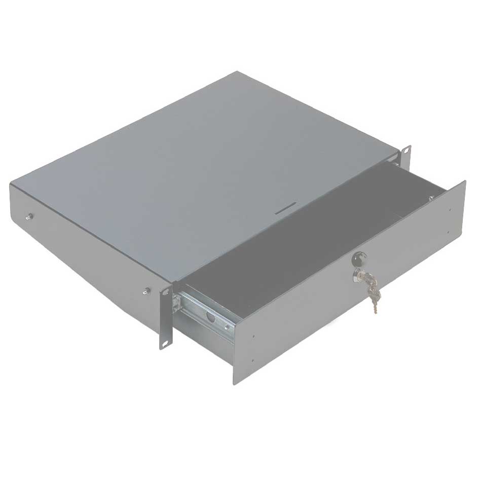 Rack drawer, 2U, lockable, RAL 7035 - Euromet