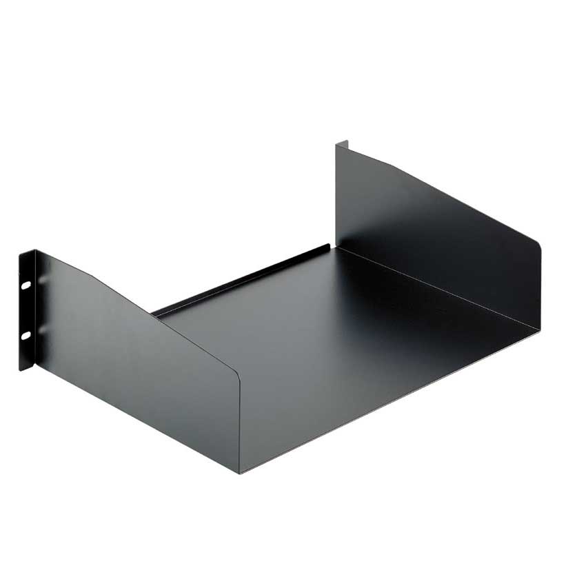 Rack shelf, steel plate, 3U, Black - Euromet