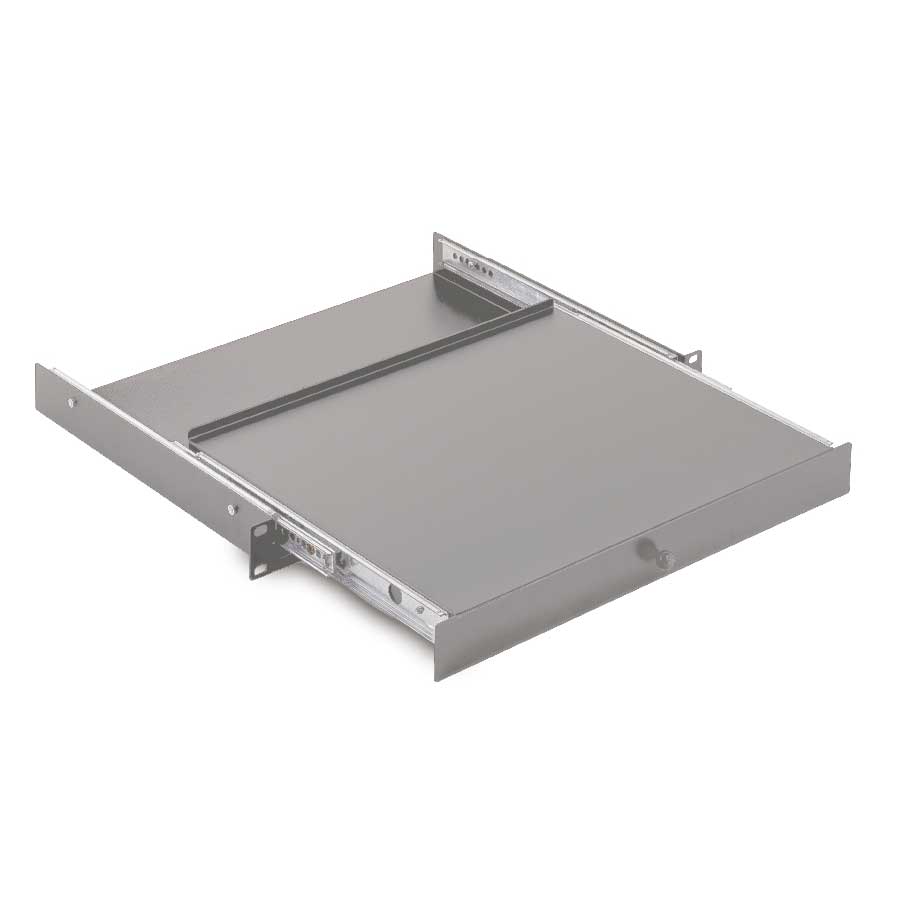 Piano rack estraibile, lamiera, 1U, RAL 7035 - Euromet