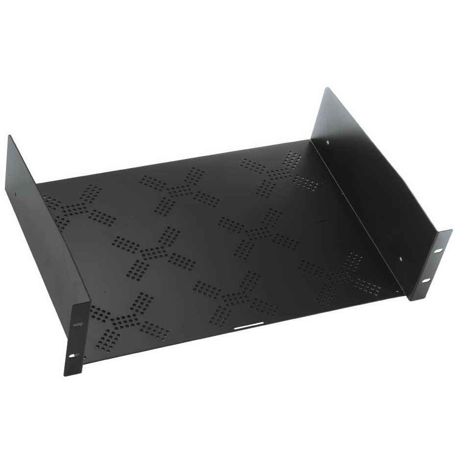 Perforated rack shelf, Black, 3U - Euromet