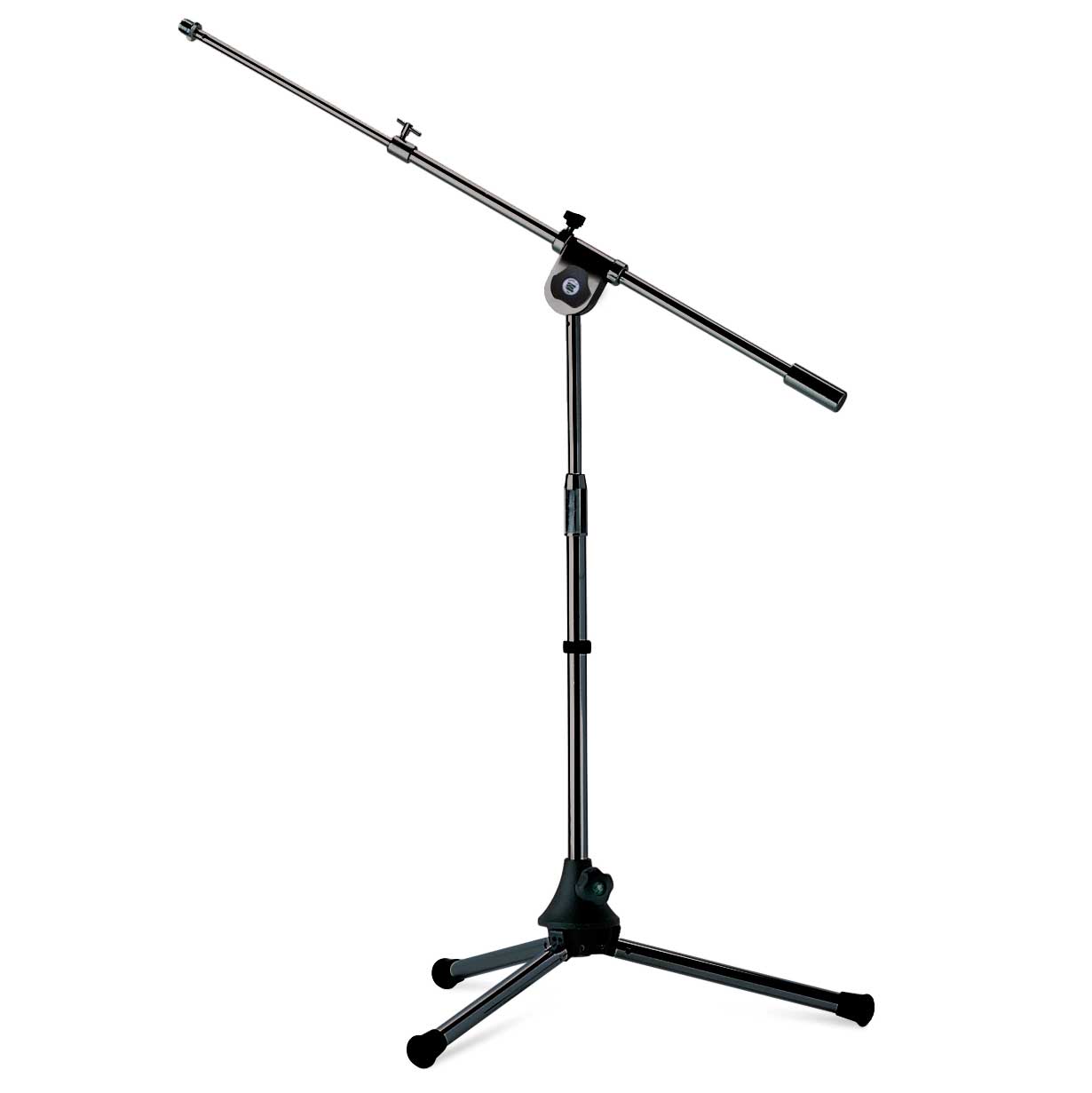 Mini floor microphone stand with boom arm, metal, Black - Euromet
