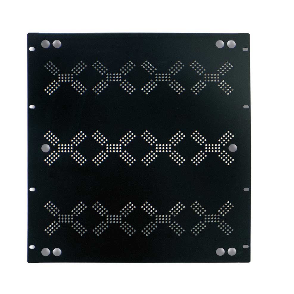 Rear rack panel kit, 12U, ventilation, Black - Euromet