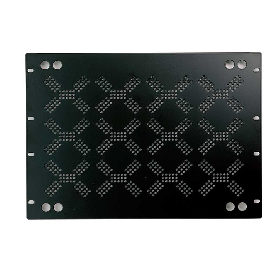 Rear rack panel kit, 8U, ventilation, Black - Euromet